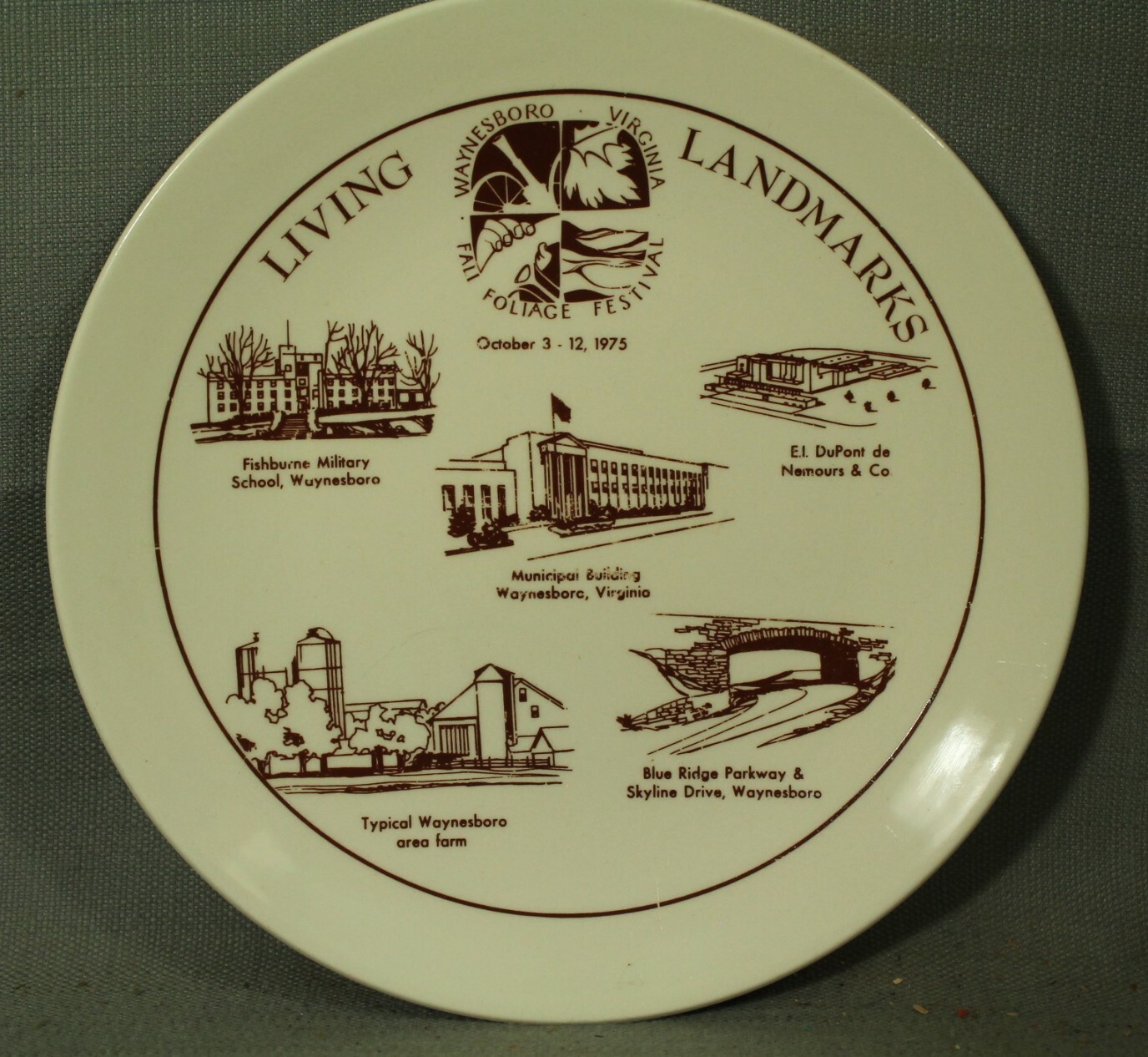 Waynesboro Virginia vintage decorative plate Dupont Fishburne Military ...