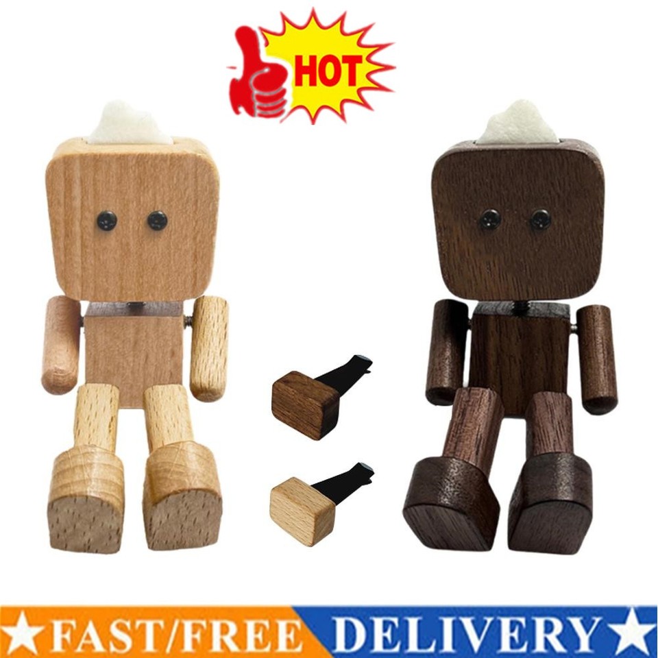 Cute Solid-Wood Leg-shaking Robot Figurine Car Mounted Aromatherapy ...