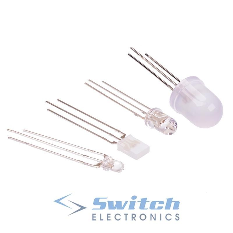 3mm 5mm 10mm Bi-Colour LED Diffused Clear Lens - Red Green Blue Yellow ...