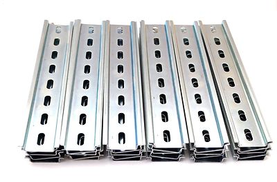 30 Pieces DIN Rail Slotted Steel Zinc Plated RoHS 8 in. long 35mm 7.5mm ...
