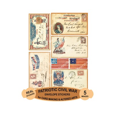 Patriotic Envelope Reproduction Sticker Sheet, Flag Envelopes for Card ...