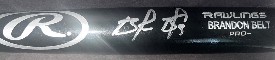 Brandon Belt Blue Jays Giants Auto Signed Black Bat Beckett Hologram ...