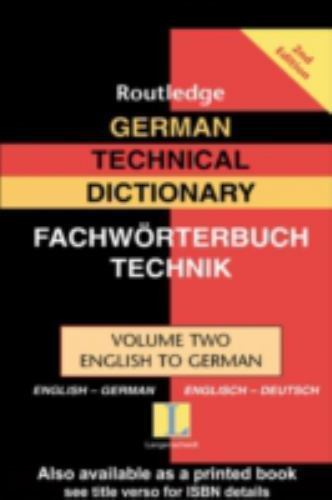 German Technical Dictionary (Volume 2) by Routledge (2003, Hardcover, Revised edition,New ...