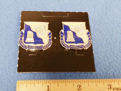 PAIR OF - US Army 501st SUPPORT BATTALION Unit DI DUI Crest Insignia ...