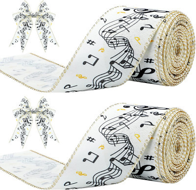 2 Roll 20 Yard Music Note Ribbon for Wreaths Themed Ribbon Polyester ...