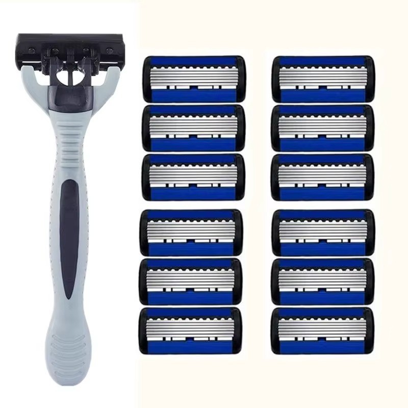 6 Layer Mans Safety Razor Replaceable Stainless Steel Hair Removal ...