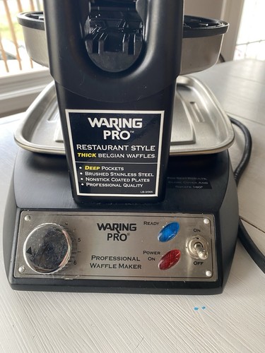 Waring Pro Waffle Maker Thick Belgian Stainless Restaurant Style w Tray ...