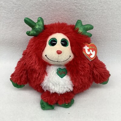 Retired TY Monstaz Tinsel Red CHRISTMAS 5" Plush Stuffed Toy - NO Sound ...