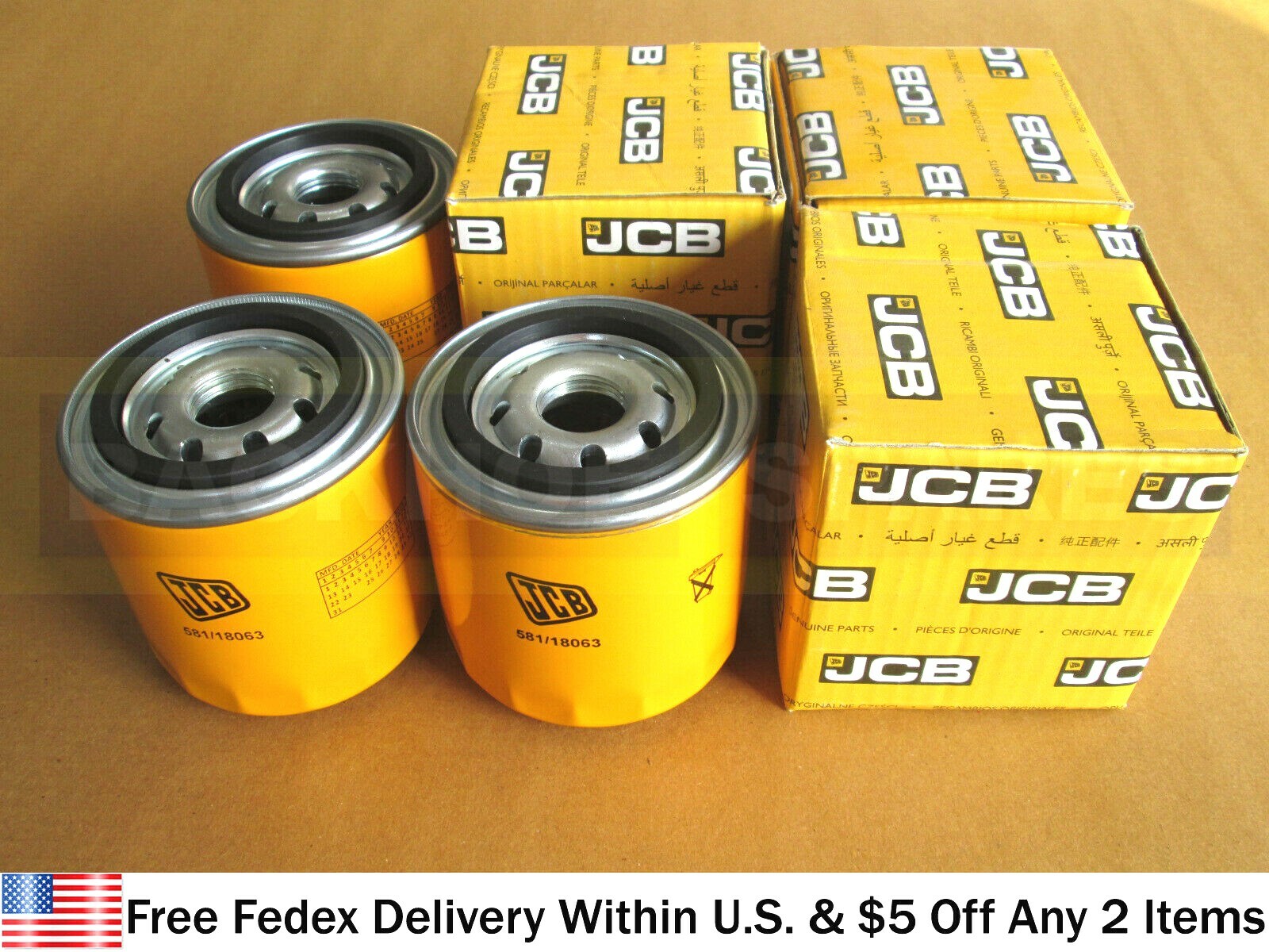 JCB PARTS-GENUINE JCB TRANSMISSION OIL FILTER,PACK OF 3 (PART NO. 581/ ...