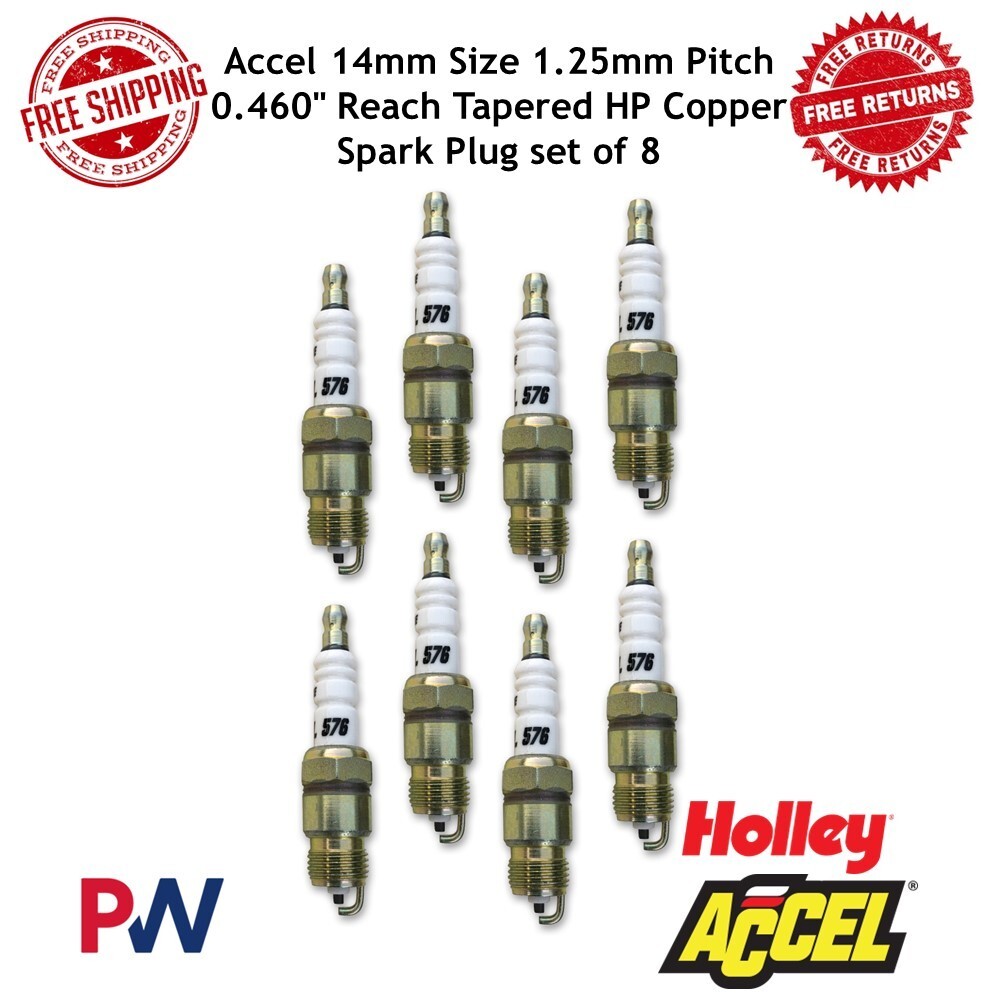 Accel 14mm Size 1.25mm Pitch 0.460" Reach Tapered HP Copper Spark Plug ...