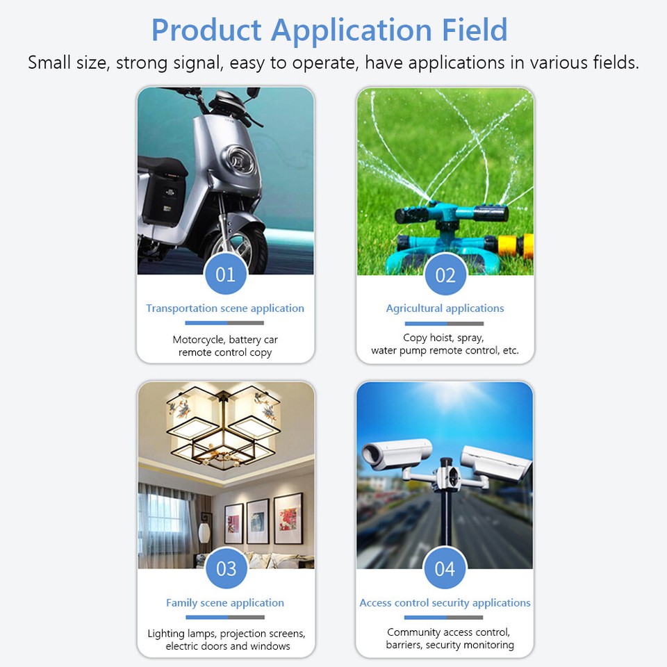 433MHz Cloning Code 4 Keys Garage Gate Door Copy Remote Control (4pcs ...