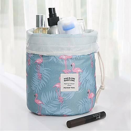 US 1-2 Pcs Large Barrel Travel Cosmetic Bag Nylon Organizer Drawstring ...