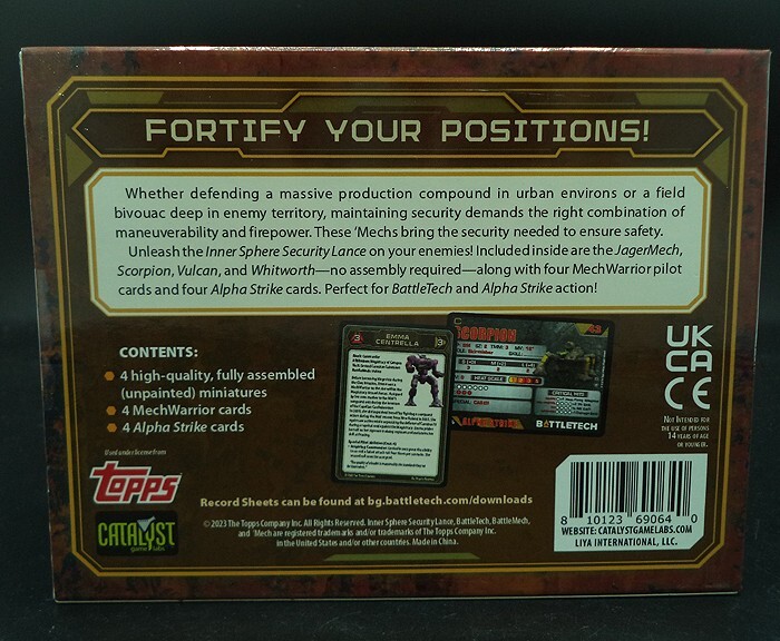 Catalyst Game Labs BattleTech Force Pack INNER SPHERE SECURITY LANCE ...