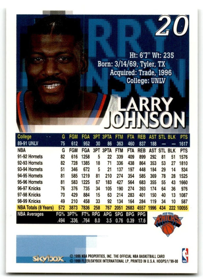 1998-99 Bowman's Best Larry Johnson New York Knicks #44 | eBay