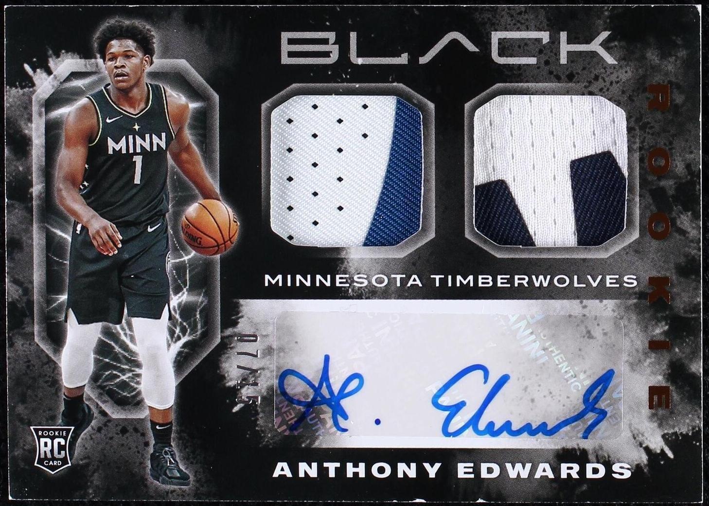 2020-21 Panini Black - Rookie Memorabilia Autographs Anthony Edwards # ...