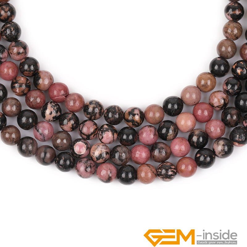 Natural Black Rhodonite Gemstone Round Beads For Jewelry Making 15" 6mm ...