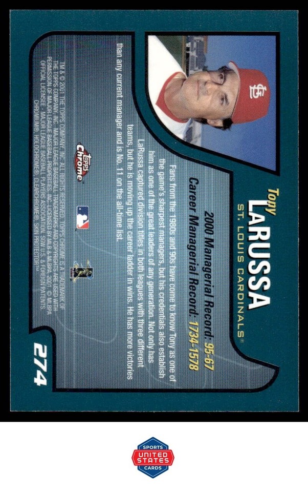 2001 Topps Chrome #274 Tony LaRussa Baseball Card | eBay