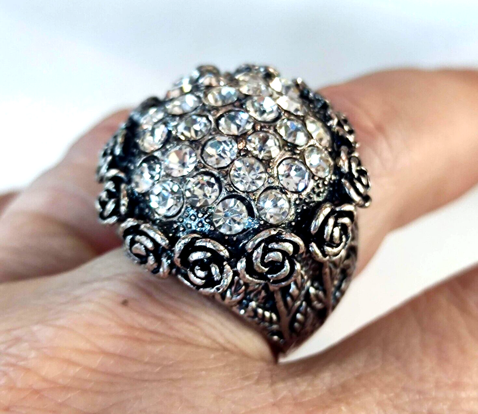 Large Cocktail Ring with Crystals - Designer Cocktail Ring | eBay UK