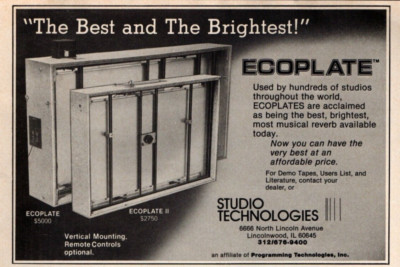 vtg 80s ECOPLATE PLATE REVERB UNIT MAGAZINE PRINT AD CLIPPING Recording ...