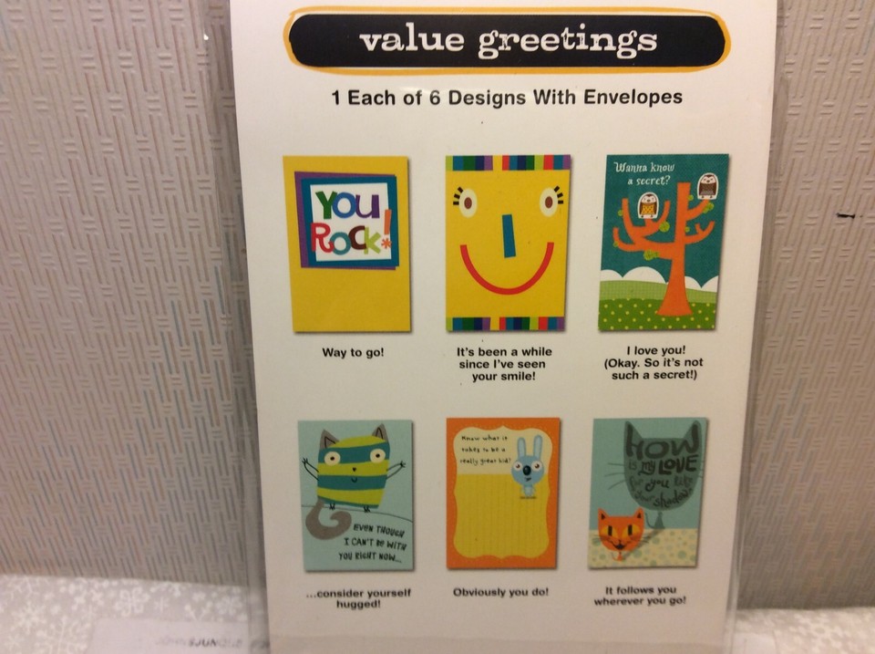 HALLMARK KIDS VARIETY PACKAGE 6 CARDS New sealed bag "YOU ROCK" 6 ...