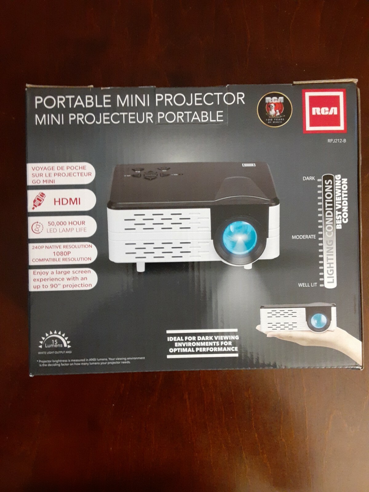 RCA RPJ212-B Portable Mini Projector HDMI 1080P up to 90" Projection ...