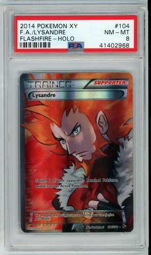 2014 POKEMON FLASHFIRE LYSANDRE #104 ART COMPLÈTE HOLO FOIL PSA 8 NM ...
