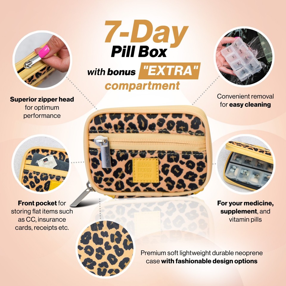 Made Easy Kit Pill Case Weekly Medicine Organizer w/ Removable 7-Day ...