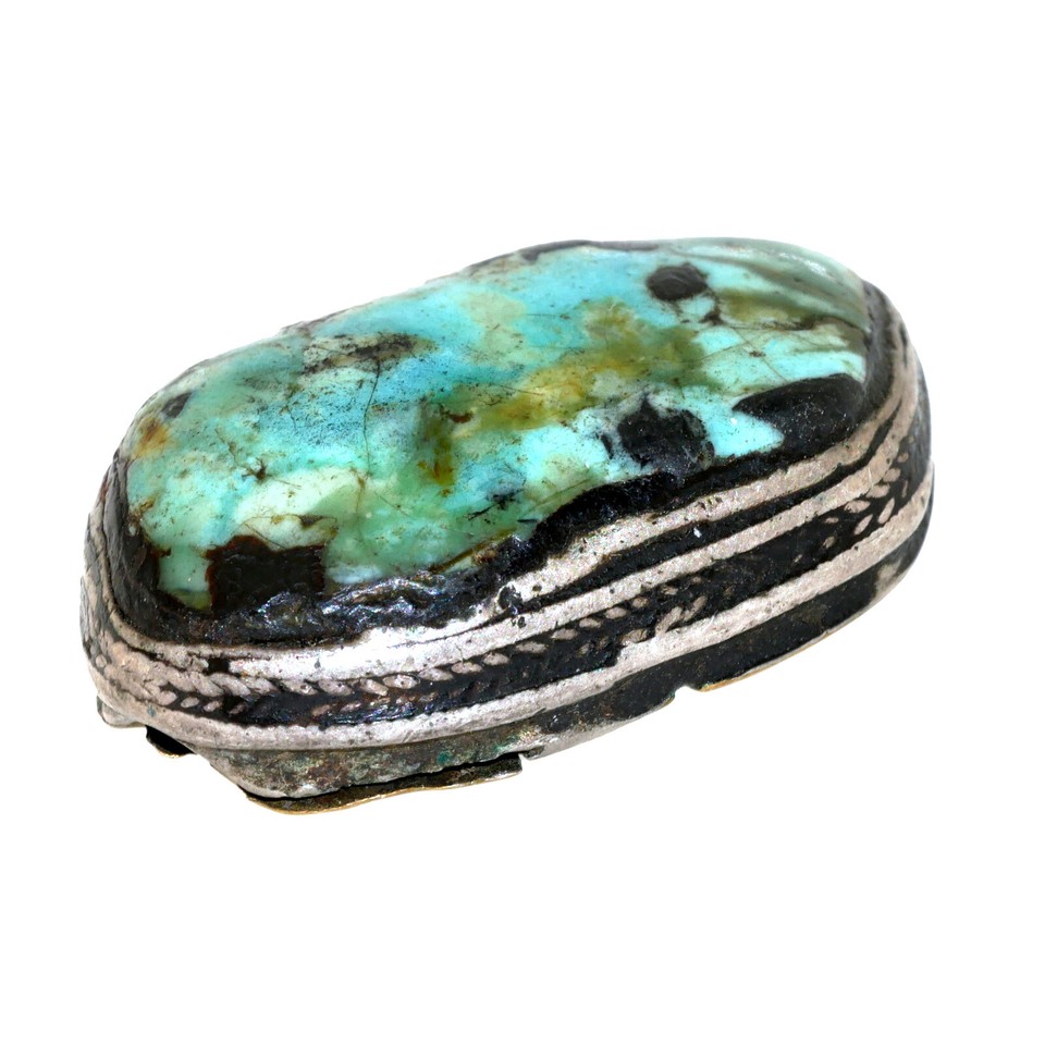 (2559) Antique Tibetan Turquoise Set in Silver and Copper. Large size ...