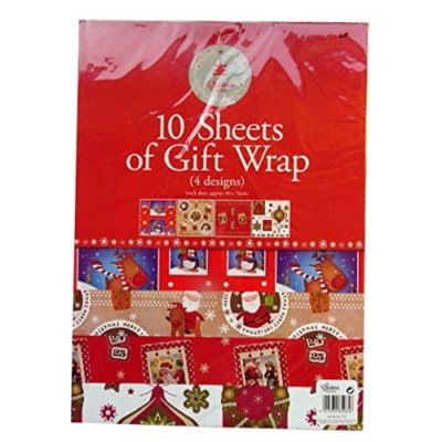 Christmas Large Gift Wrap Paper 4 Designs 10 Sheets Each Sheet 500mm x ...
