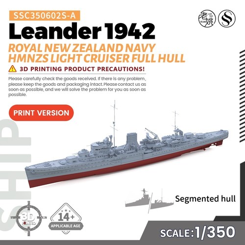 1/350 Military Royal New Zealand Navy HMNZS Leander 1942 Light Cruiser ...
