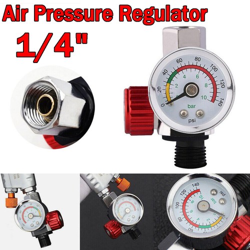 1/4" Adjustable Air Regulator Bar Pressure Gauge Paint for Spray ...