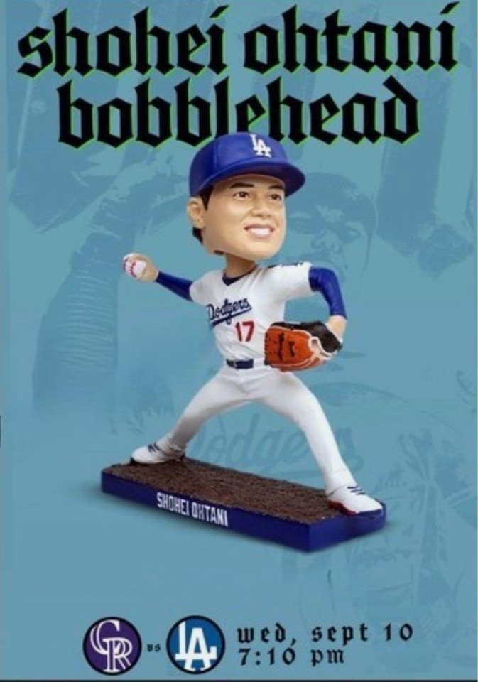 Shohei Otani Bobblehead Pitcher Dodgers Limited to Visitors Stadium ...
