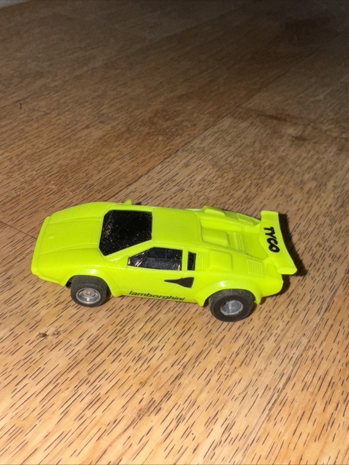 Tyco 440X2 Lamborghini Countach Neon Yellow HO Slot Car Runs | eBay