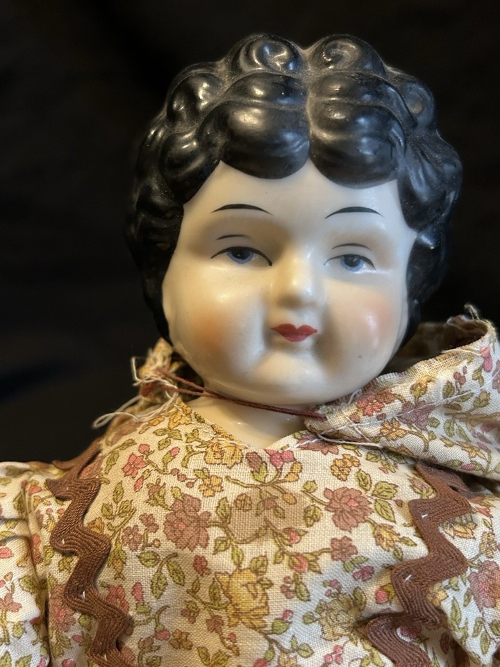 Vintage #5 Lowbrow China Head Doll 19" Cloth Body Missing Hand Repaired ...