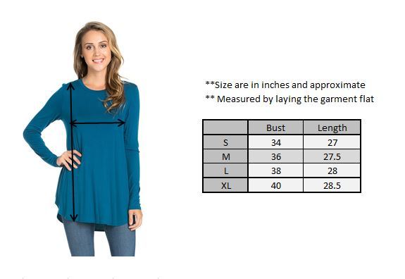 Women's Casual Scoop Neck Long Sleeve Scallop Hem Tunic Top Long T ...