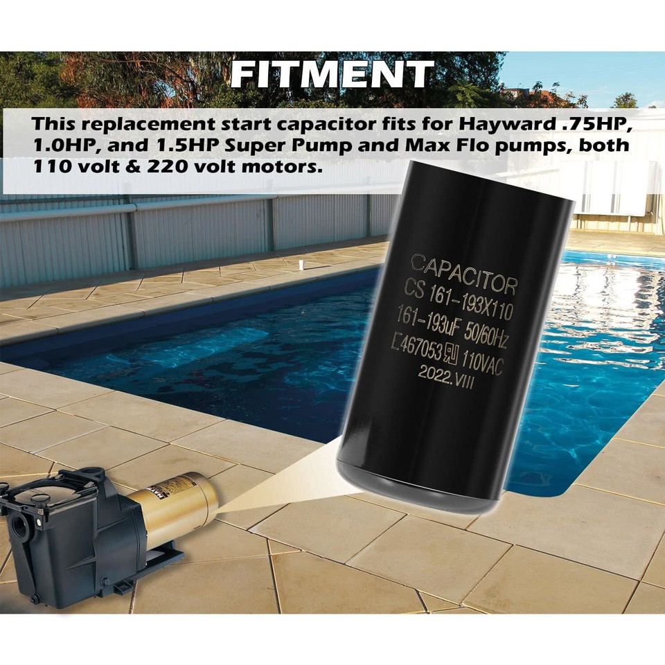 Pool Pump Motor Start Capacitor Fits 1.5 HP Hayward Super Pump and Max ...
