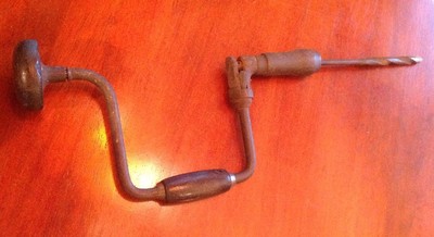 Vintage Antique Hand Crank Drill Tool Wood Metal With Drill Bit | eBay