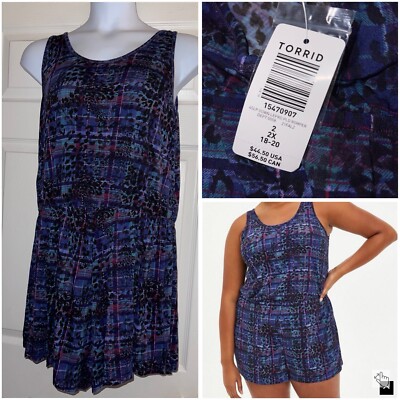 NWT Torrid Super Soft Sleep Romper -Leopard Plaid Purple-Size 2-Online ...