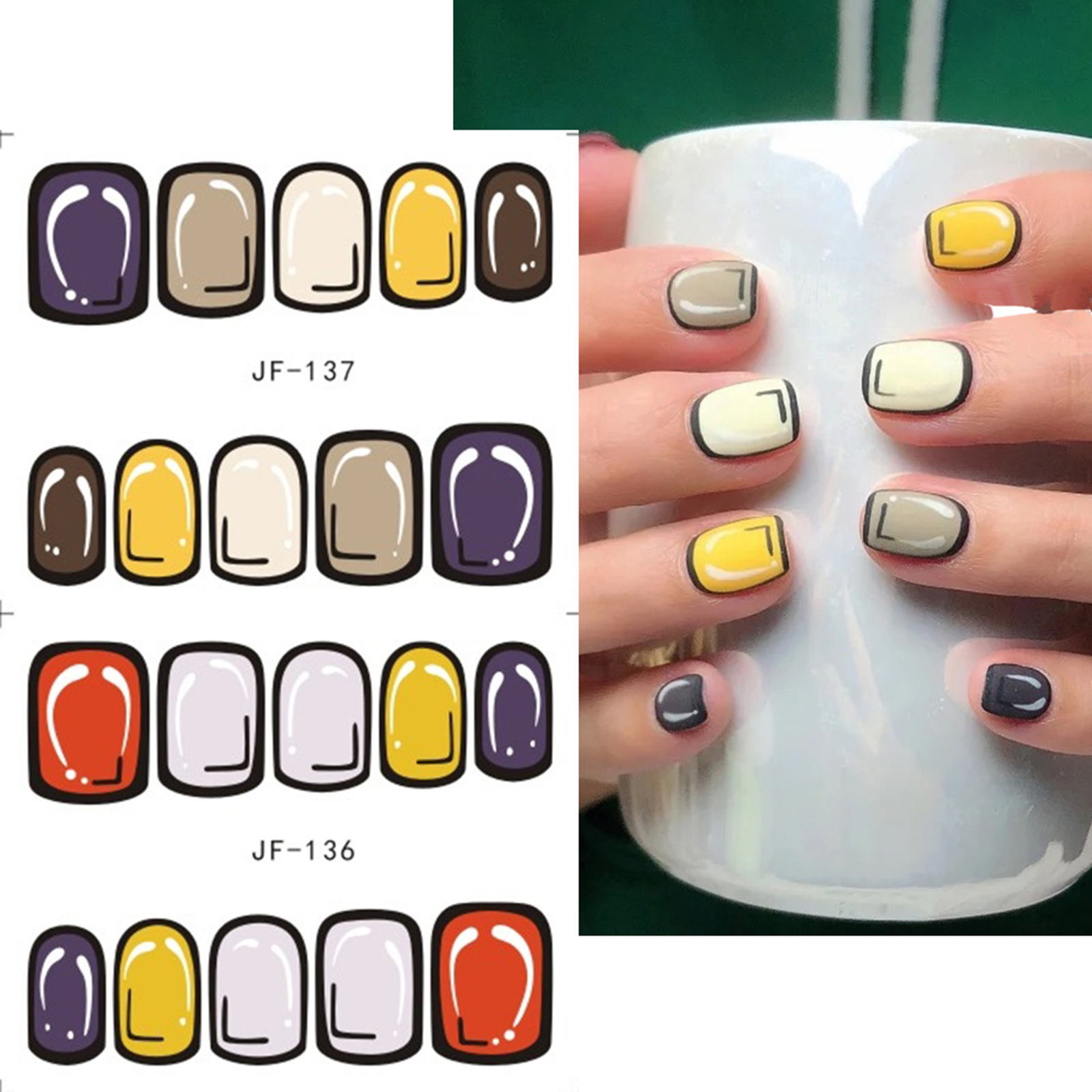 Nail Art Sticker Eye-catching Diy Fingernail Super Sticky Cartoon ...