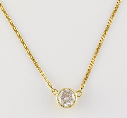 18k Yellow Gold Cuban Link Diamond Solitaire Pendant Necklace | eBay