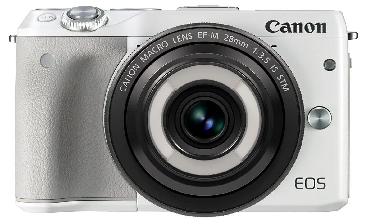 Canon Mirrorless SLR Camera EOS M3 (White) Creative Macro Lens Kit ...