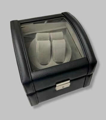 $637 Bey-Berk Men's Black Wood Leather Glass Jewelry Case Winder Watch ...