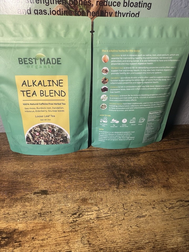 Alkaline Tea Blend - Sea Moss, Dandelion, Hibiscus, Burdock, Elderberry ...