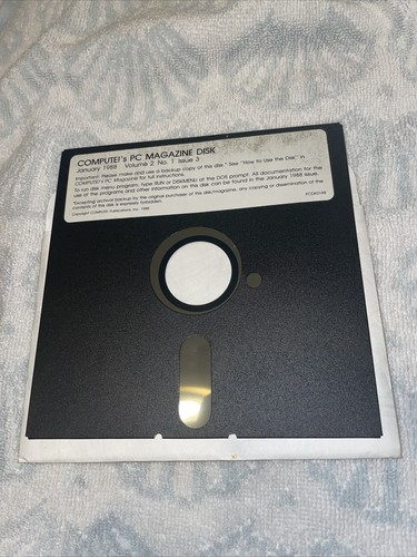Compute!'s PC Magazine Floppy Disk- Jan 1988 RARE Issue 3 Vol. 2 No 1 ...