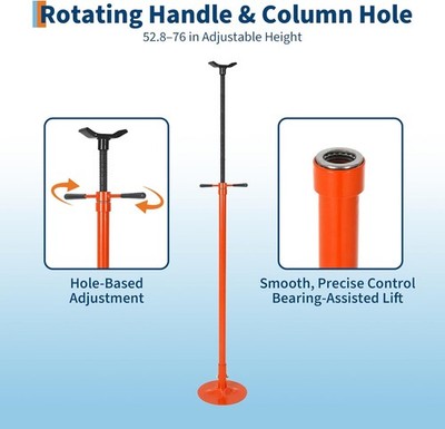 1653LBS Pole Jack Stand Adjustable 52-76" Height 3/4 T Under Hoist ...
