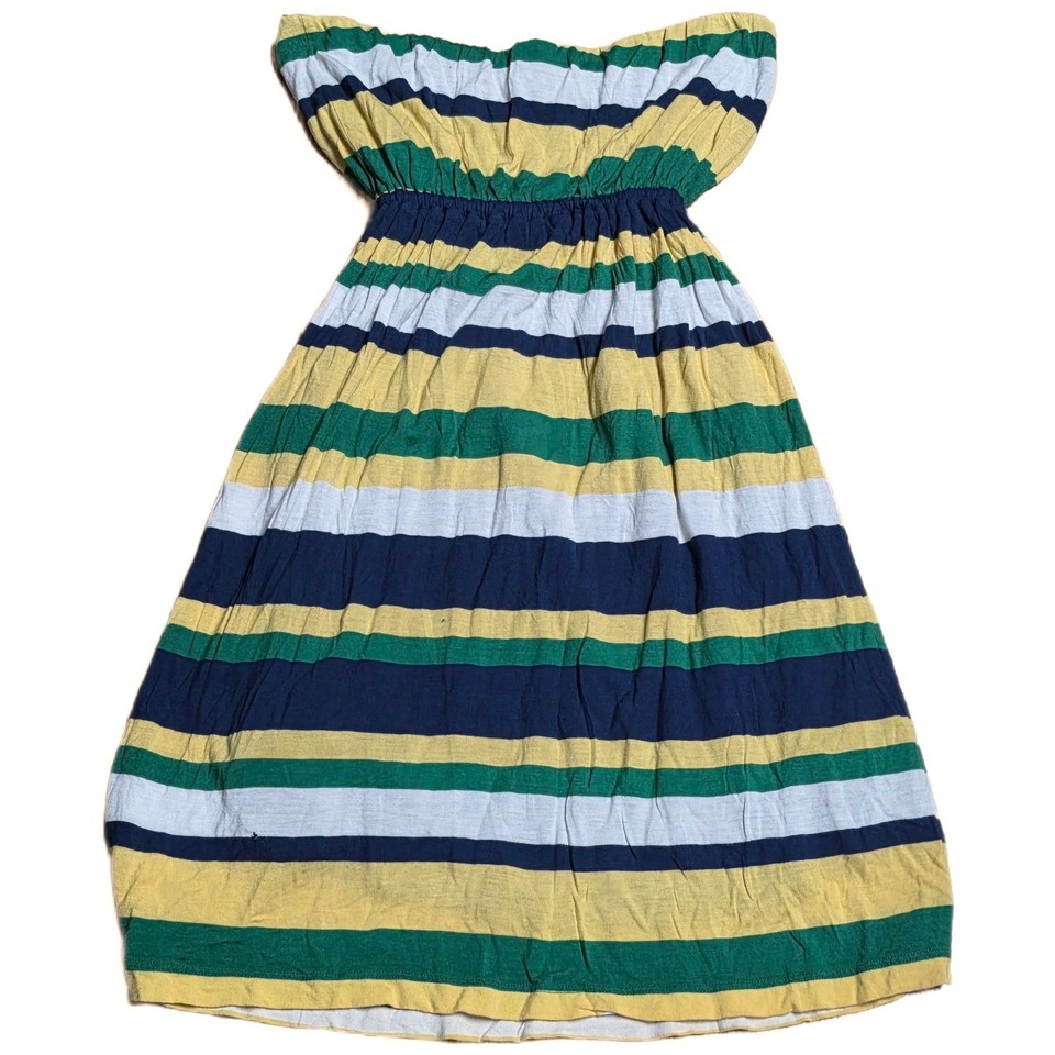 Heritage 1981 Strapless Striped Mini Dress Women's Size M Yellow Green ...