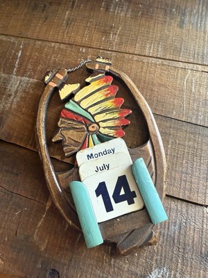 Vintage Wood NATIVE American Calendar | eBay