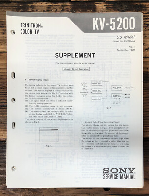 Sony KV-5200 TV Supp Service Manual *Original* #2 | eBay