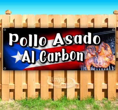 POLLO ASADO AL CARBON Advertising Vinyl Banner Flag Sign SPANISH ...