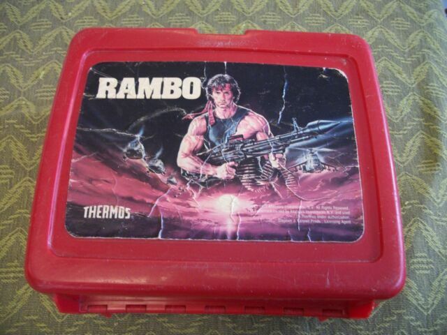 Vintage 1985 Rambo Thermos Plastic Red Lunchbox Sylvester Stallone for ...